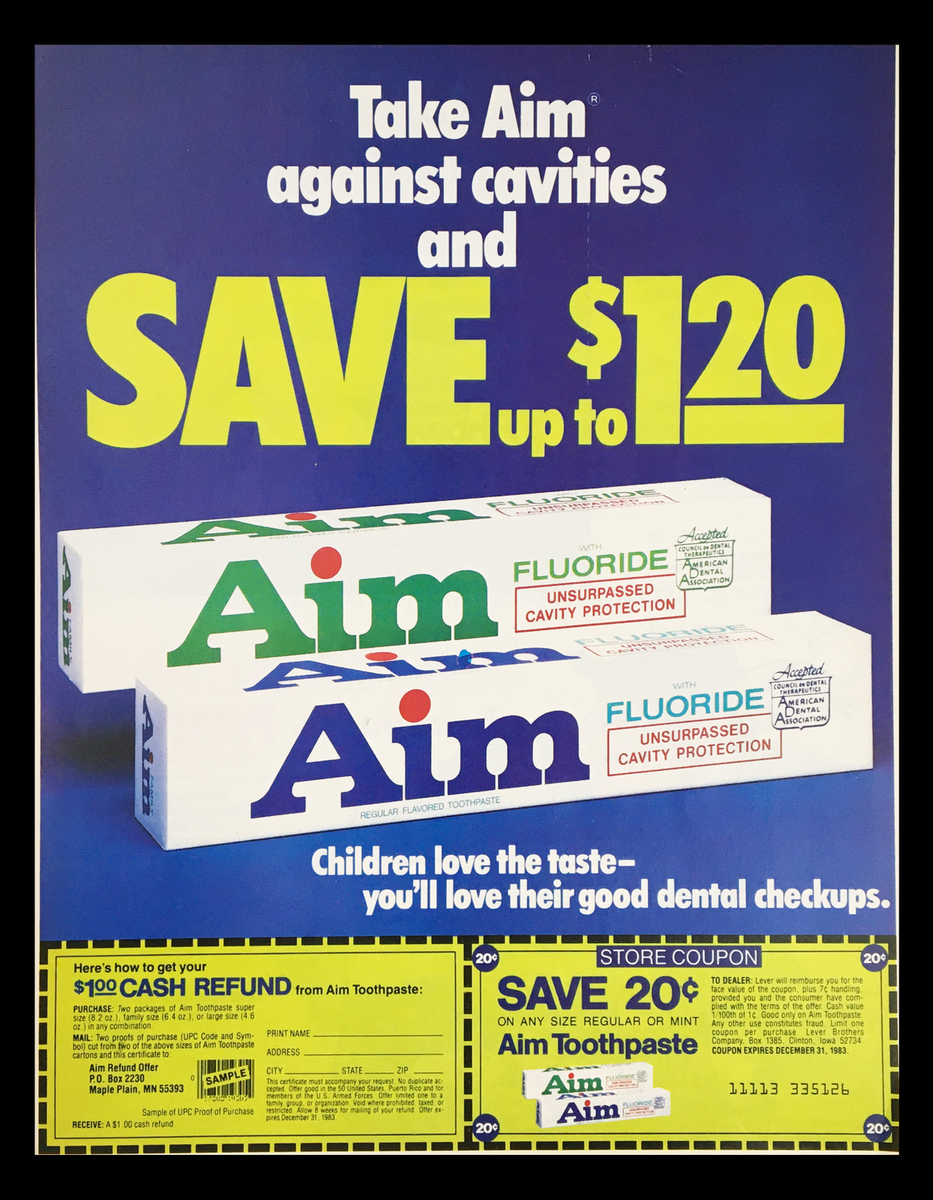 Aim Toothpaste Logo 3 Gum Vend Machine Prize Aim Colga Crest