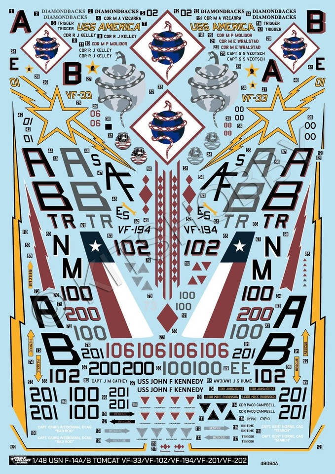 DXM decal 1/48 USN F-14 Tomcat (VF-33/VF-101/VF-102/VF-194/VF-201/VF ...