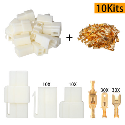 10Sets 3-Pin Motorcycle Male/Female Plug Socket Wire Connectors 6.3mm ...