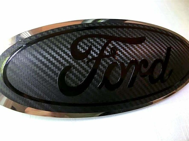 Ford F-250 350 CARBON FIBER Emblem Overlay Oval Badge BLACKOUT Decal ...