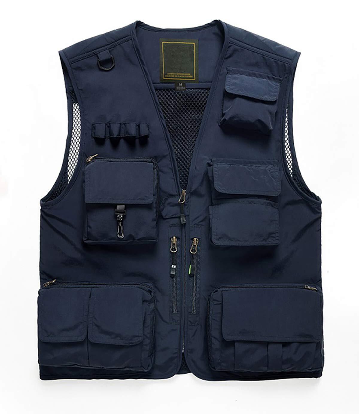 Mens Outdoor Fishing Traveling Quick Drying Vest 15 Pockets Cargo Work ...
