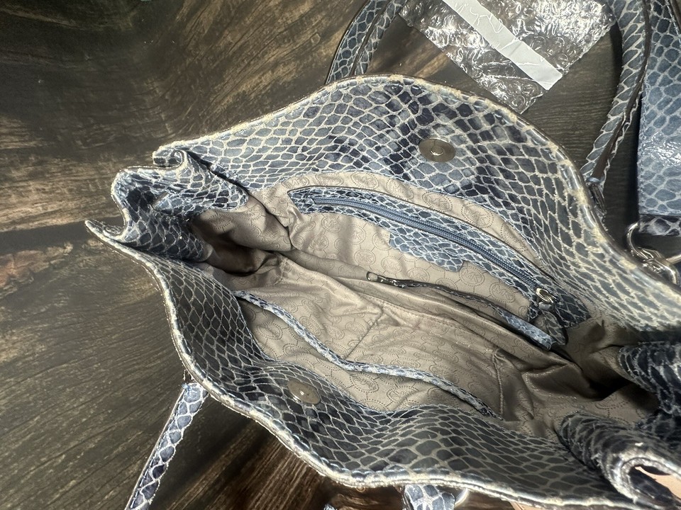 Michael Kors Hamilton Gray Leather Python Snakeskin Leather Shoulder ...