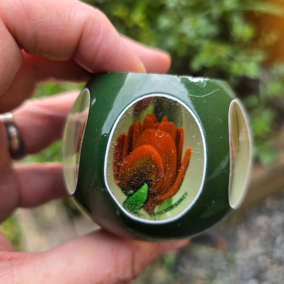 Antique Vintage Glass Paperweight overlay Lampwork Rose Baccarat St ...