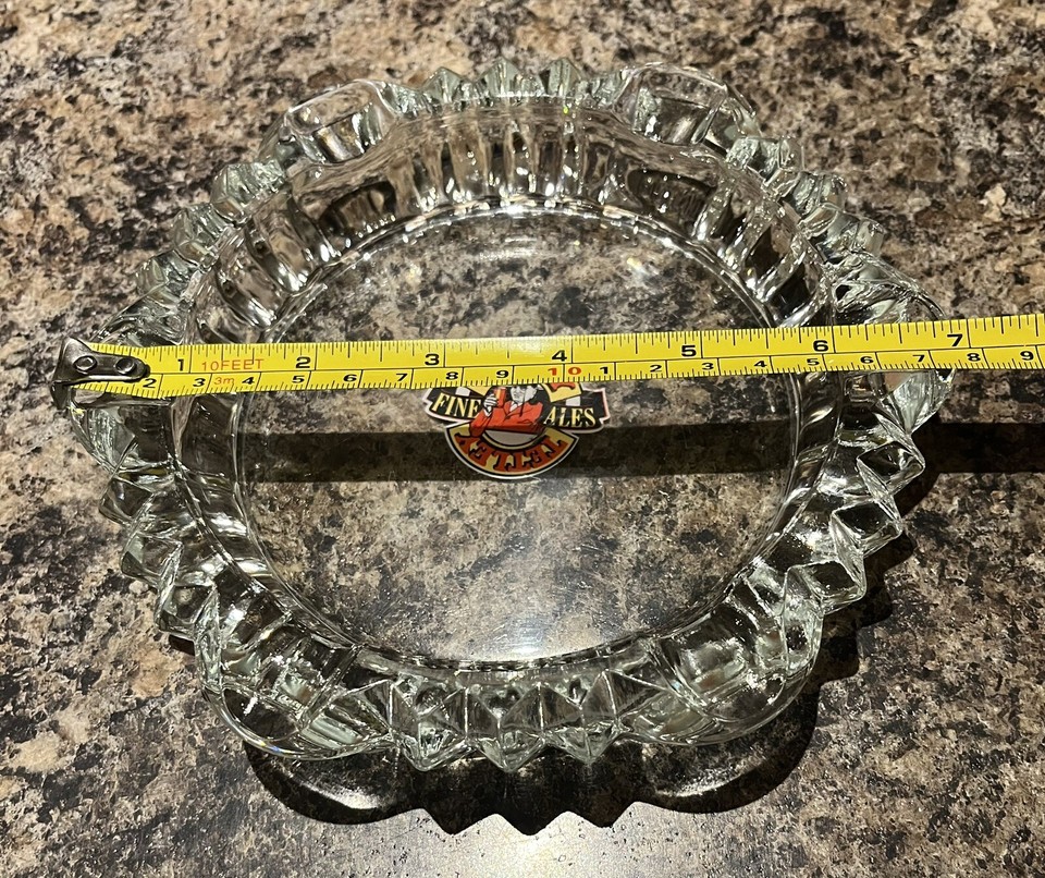 TETLEY FINE ALES Beer Ale Ashtray Collectable Antique Vintage Glass Pub ...