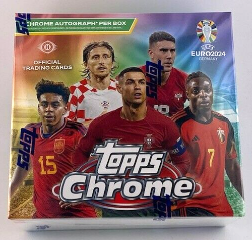 2024 TOPPS CHROME UEFA EURO SOCCER 1 FACTORY SEALED HOBBY BOX 8 PACKS C ...