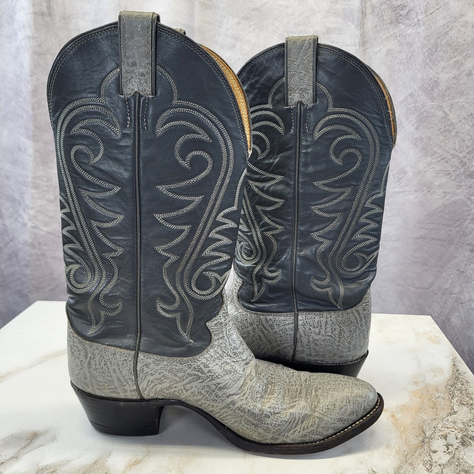 JUSTIN USA Imitation ELEPHANT Western Cowboy Boots Men's Size 9 D Gray ...