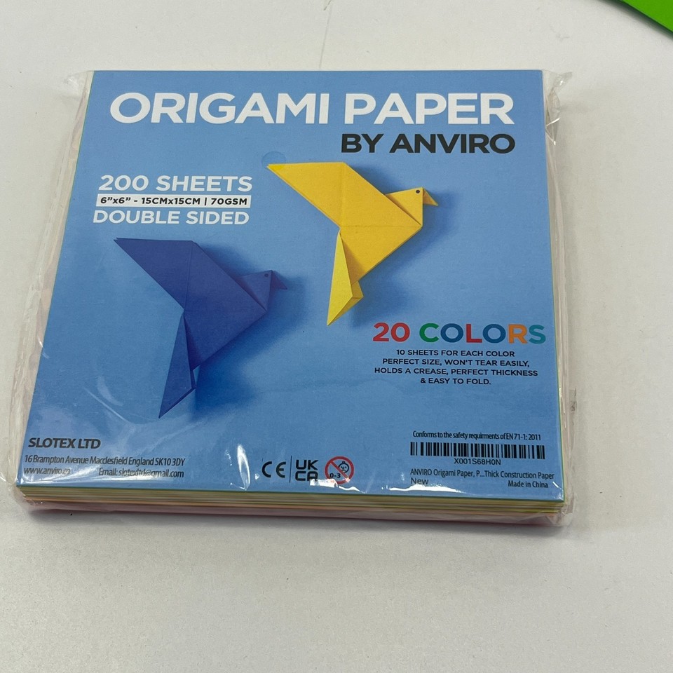 Origami Paper 2x Packs of 200 Sheets - 20 Vivid Colors - Double Sided ...