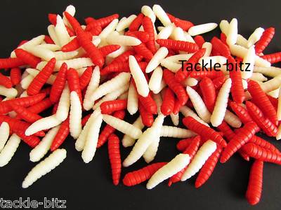 50 Artificial Soft SINKING Imitation Bait Maggots Fake for Carp Hair ...