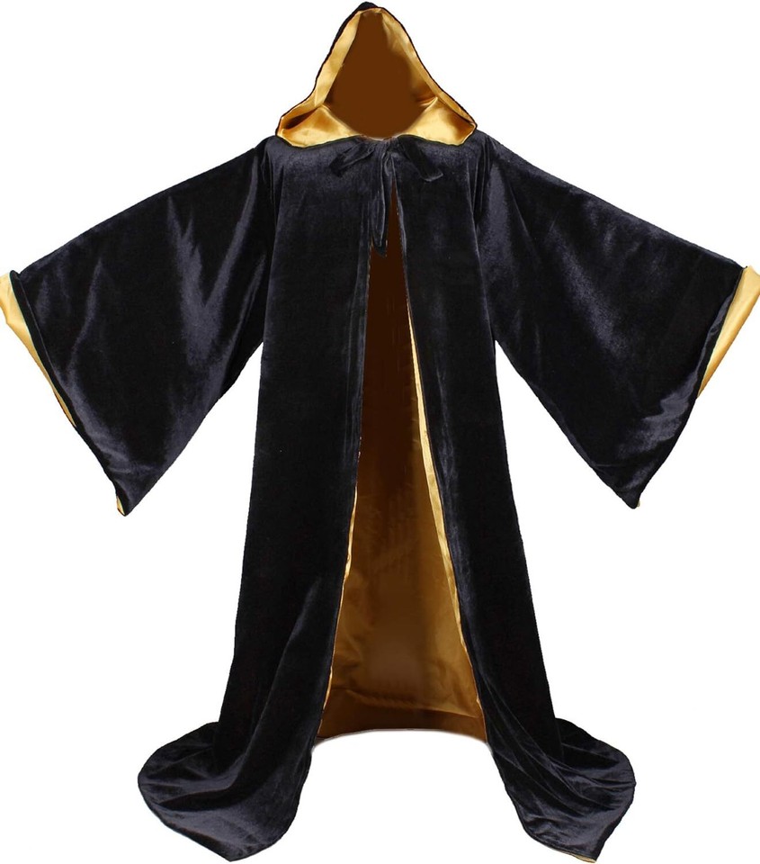 Velvet Wizard Robe with Satin Lined Hood and Sleeves | eBay