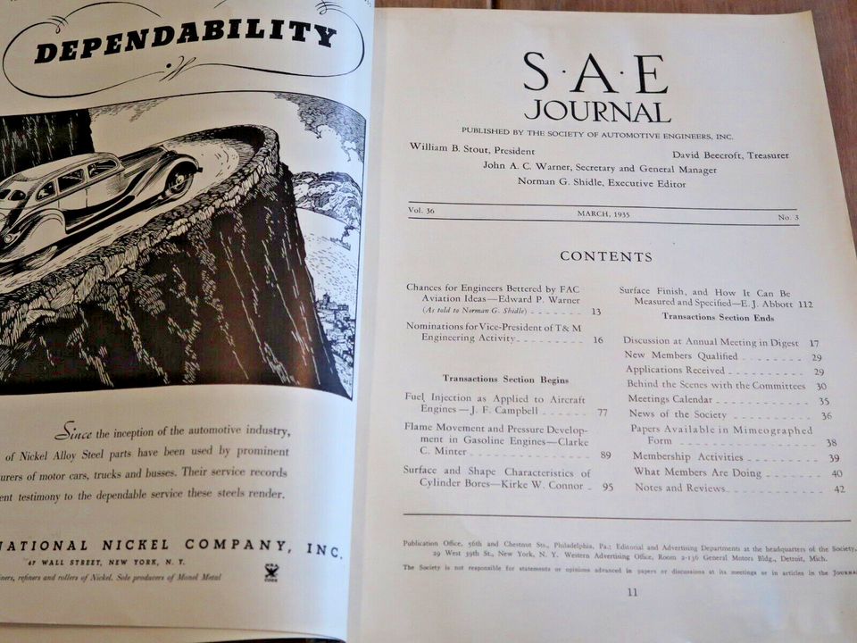 Society of Automotive Engineers SAE Journal March 1935 Magazine ...