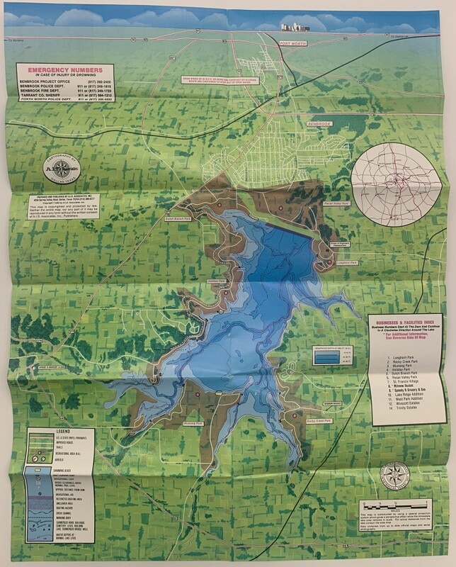 1993 A.I.D. Contoured Depth Topo Map Benbrook Lake Texas Fort Worth ...