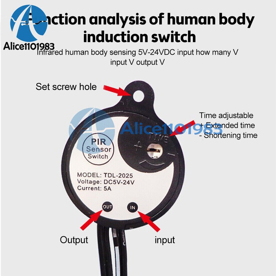 Infrared PIR Human Body Motion Sensor Switch DC 5V 12V 24V Switch DC ...