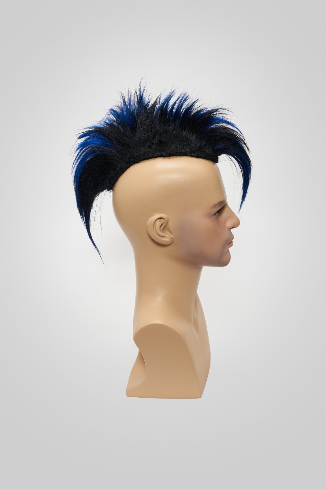 Black Blue Mohawk Headpiece Wig Human Hair, Fake Mohican Hair Topper ...