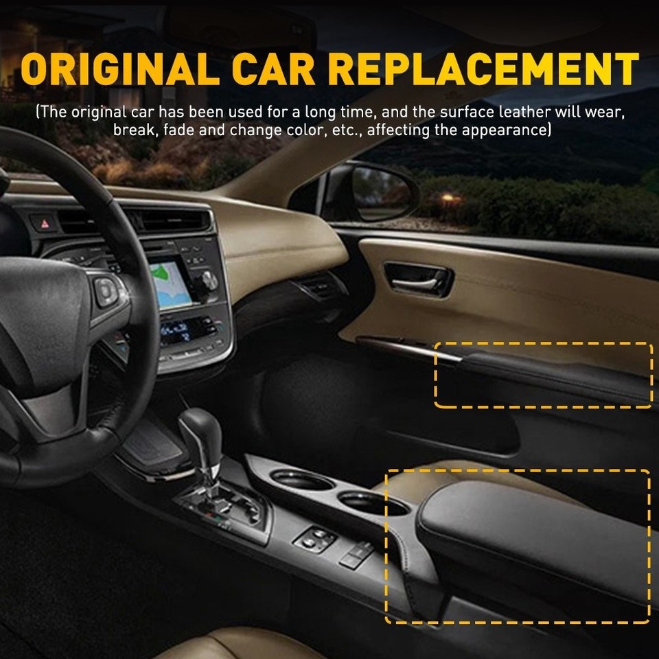 Black For Toyota Avalon 2013-2018 Console Lid Armrest & Door Panel ...