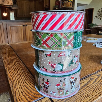 Kirkland Wire-Edged Ribbon 2.5"/1.5" Wide 50YD Holiday Gift Wrap ...