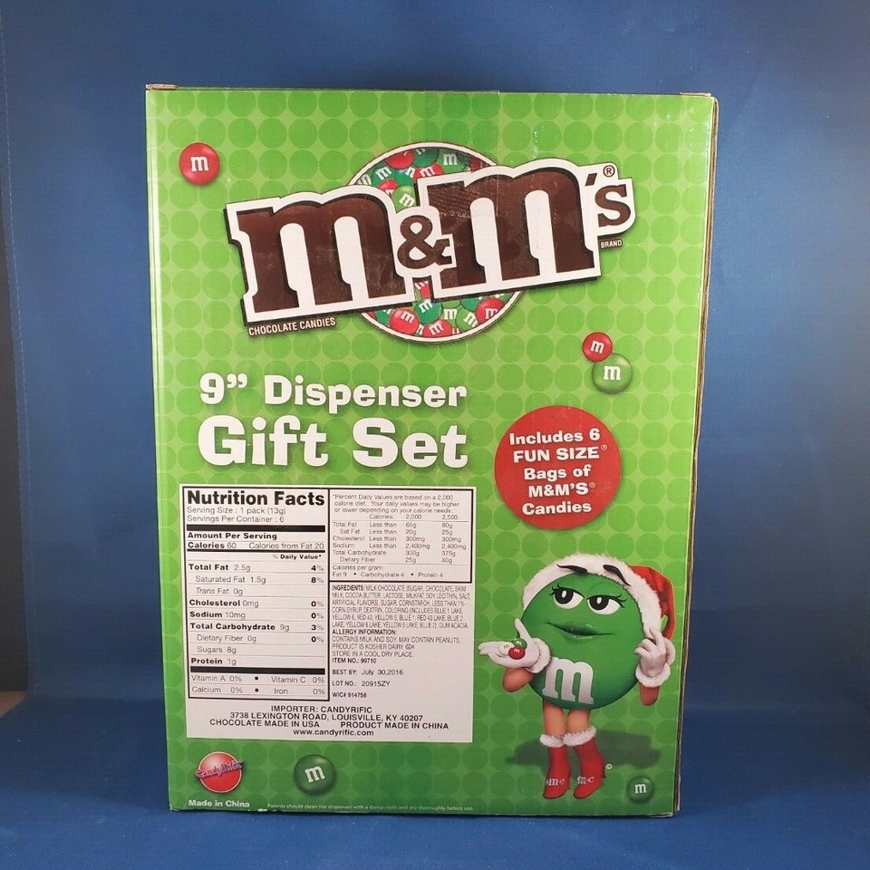 M&M's Candy Dispenser Gift Set 9” Red M&M Christmas Candy Expired | eBay