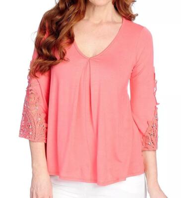 NEW - Glitterscape® Stretch Knit 3/4 Flare Sleeve Embellished & Lace ...