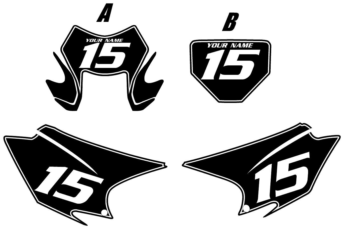 2015-2020 HONDA CRF230F Custom Pre-Printed Black Backgrounds White ...