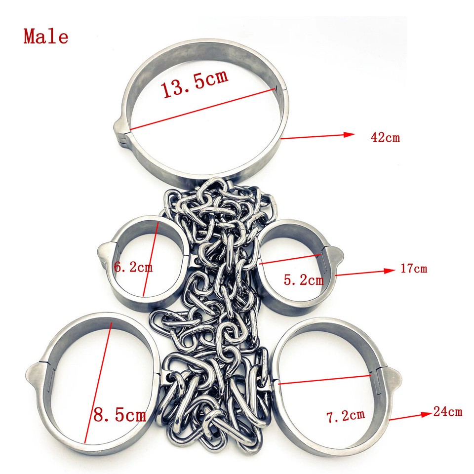 Stainless Steel Shackles Fetters Metal Bondage Neck Collar Hand Ankle ...