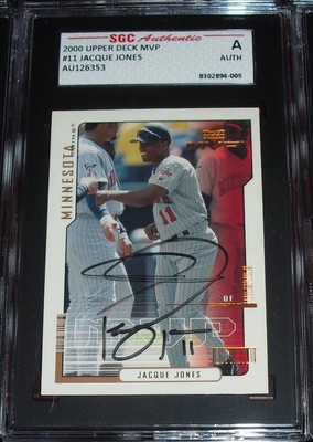 2000 UD MVP Jacque Jones SIGNED AUTO Card #11 SGC AUTHENTIC Twins Cubs ...
