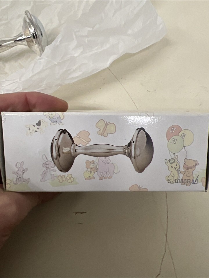 Silver Plated Barbell Baby Rattle Approximately 3.5” Length | eBay