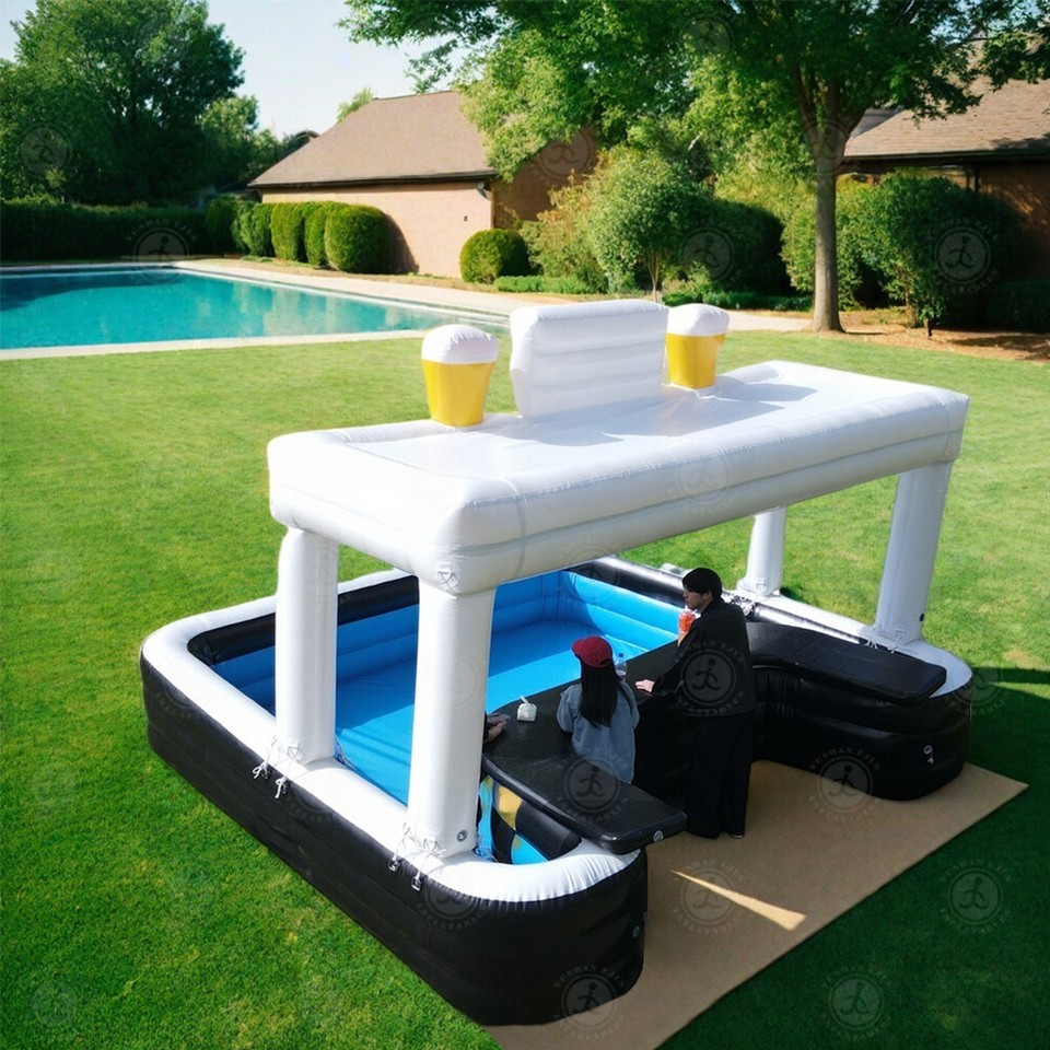 Hot 15ft Inflatable Pool Bar Water Blow Up Bar For Party Event Backyard ...