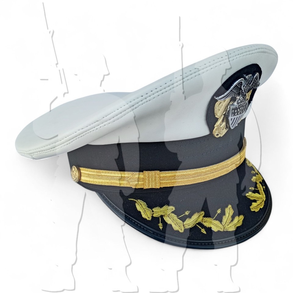 WW2 US Navy Officer Visor Cap US Navy Commander captain Rank Lieutenant ...