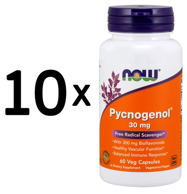10 x NOW Foods Pycnogenol, 30mg with 300mg Bioflavonoids - 60 (555,53 ...