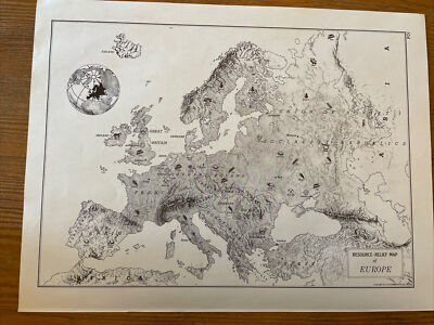 Vtg 1954 Europe Resource Relief Economic Illustrated Map USSR Germany ...