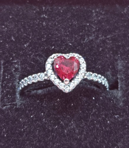 Pandora Elevated Red Heart Ring, Size 5. Silver 925. | eBay