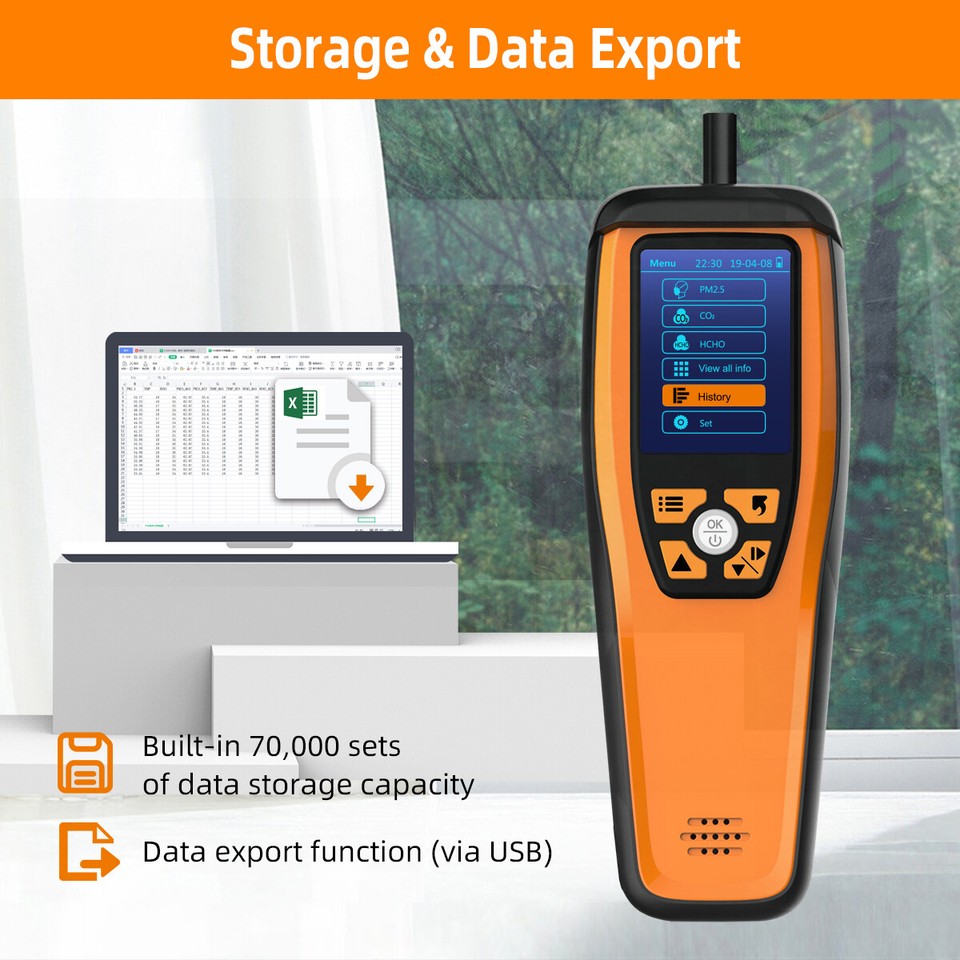 Temtop M2000C 2nd Air Quality Monitor PM2.5 PM10 CO2 Data Export ...