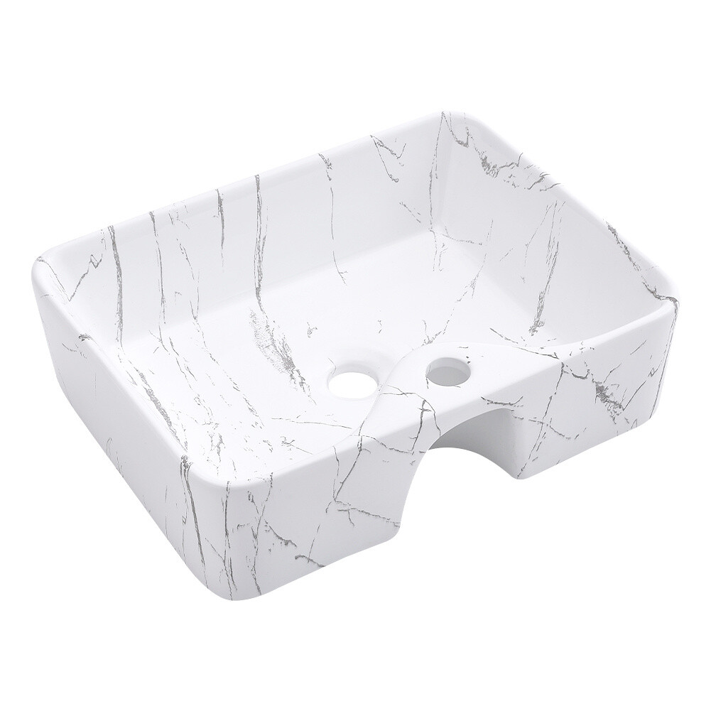 Large 480mm Counter Top Rectangle Bowl Basin Cloakroom Bathroom Marble ...
