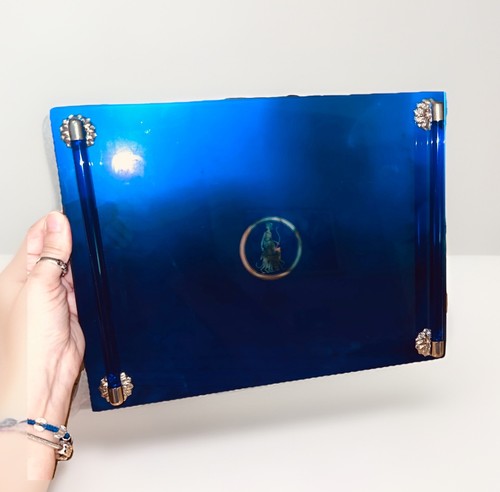 AVON MOONWIND Cobalt Glass VANITY TRAY Silver Greek Goddess Lovely | eBay