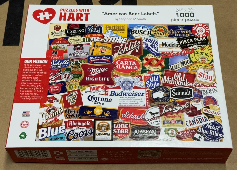 AMERICAN BEER LABELS 1000 Hart Jigsaw Puzzle Corona Miller Strohs ...