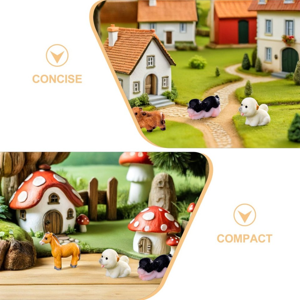 8pcs Mini Resin Animal Figurines: Farm Animal Toy Figures Playset ...