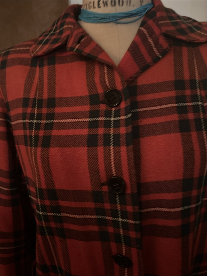 Vintage Women's Plaid Ste Adele Canada Swing Wool Jacket Sz S-m | eBay