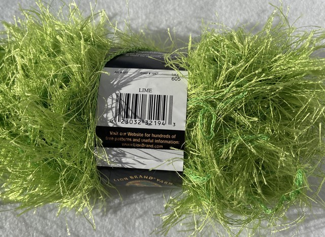 Bizzy1 Lion BRAND Yarn Fun Fur Green #194 Lime 3 Skeins 192 Yards for ...