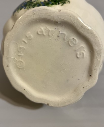 Vintage 1975 Arners Heart Shaped Blue Flower Wreath Ceramic Pitcher ...