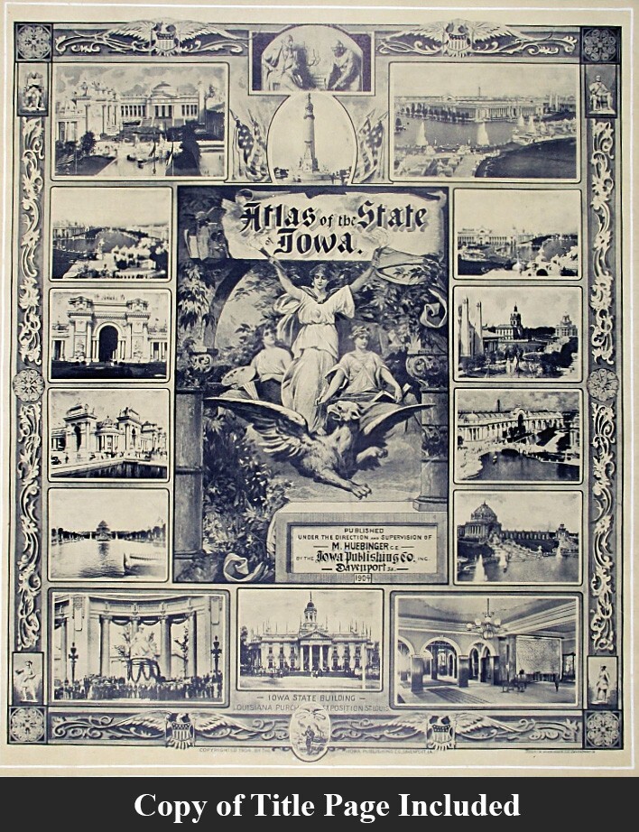 1904 Huebinger Iowa Map Wright County Clarion Eagle Grove Belmond ...