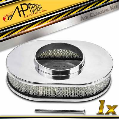 A-Premium 12"x2" Oval Silver Full Finned Air Cleaner w/ Flat Base ...