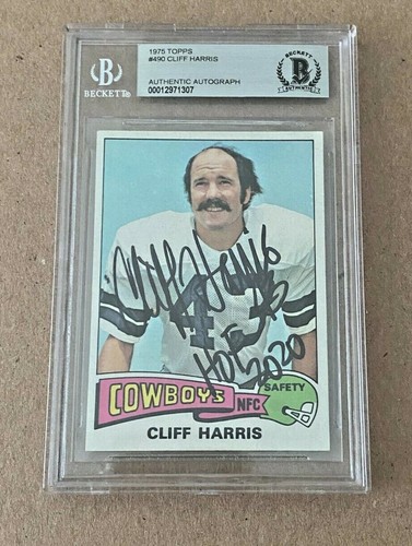 CLIFF HARRIS SIGNED 1975 TOPPS ROOKIE W/HOF2020 BECKETT BAS DALLAS ...