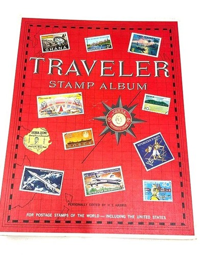 Vintage Traveler Stamp Album With Some Affixed Stamps Collectible H E ...