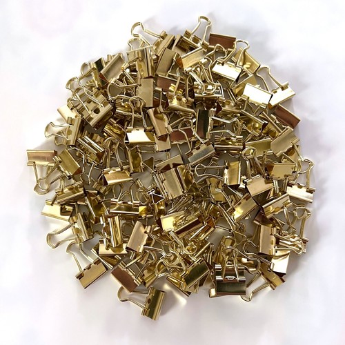 Mini Binder Clips, Gold Color, Width: 5/8INCH (15mm), Golden Metal ...