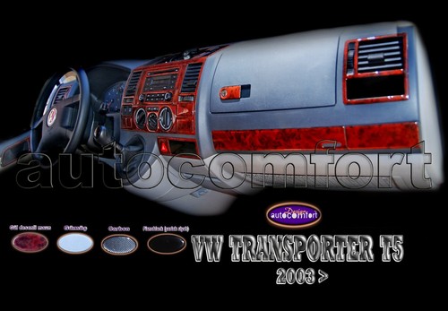 VW TRANSPORTER T5 Interior Dash Trim Kit 3M 3D 22 PCS Burl Wood 2003 ...