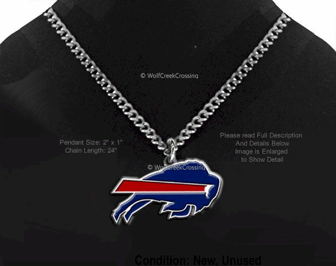 LARGE BUFFALO BILLS NECKLACE Stainless-Steel Chain NFL Football Metal ...