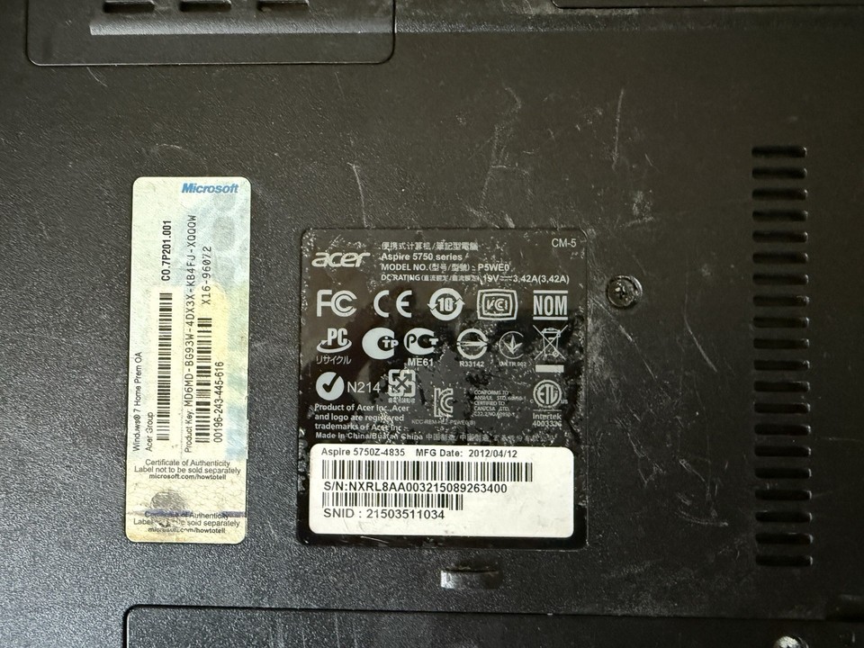 Acer Aspire 5750Z Laptop For Parts | eBay