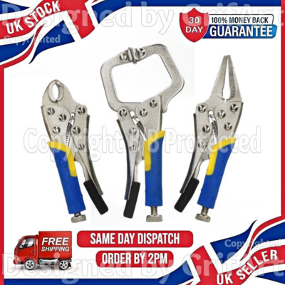 3PC LOCKING WRENCH SET MOLE GRIPS ADJUSTABLE SMALL PLIERS TOOL VICE ...