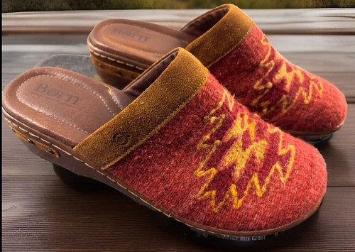 Leather Born Brandy Clog Mules Western Aztec Shoe Blanket Size 10 Women ...