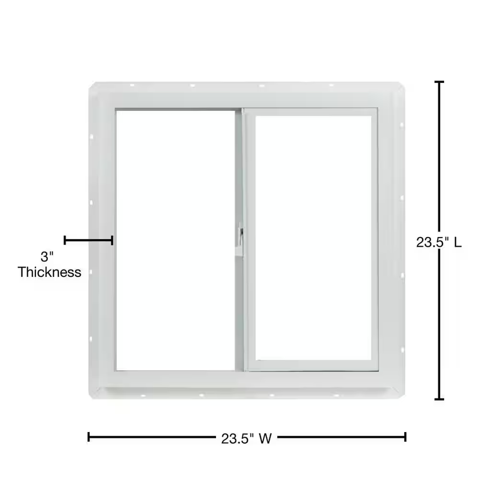 Tafco White Utility Vinyl Slider Window 23.5 x 23.5in Single-Glazed ...