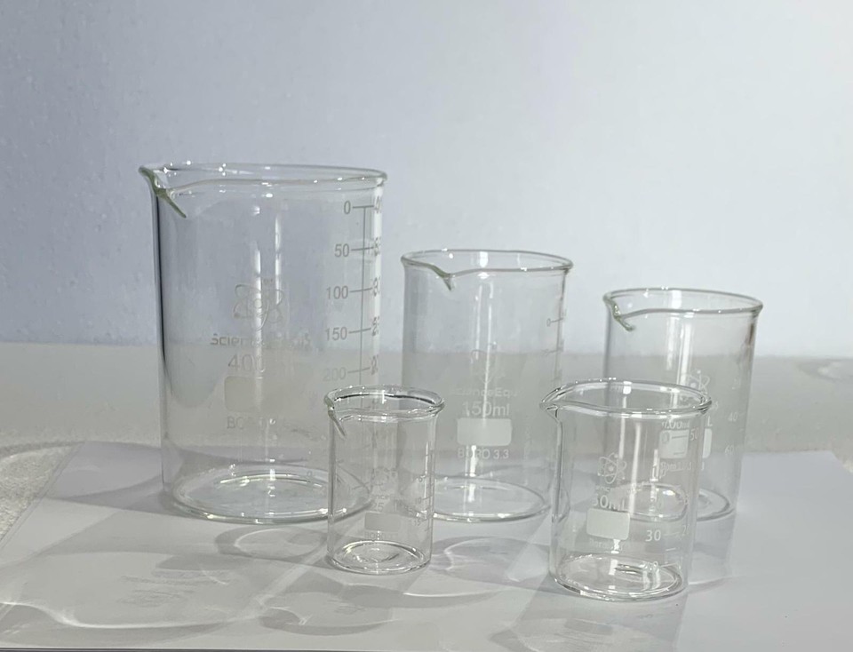 Glass BEAKER Graduated Low Form Research Grade Beakers 6 - sizes - 1/5 ...